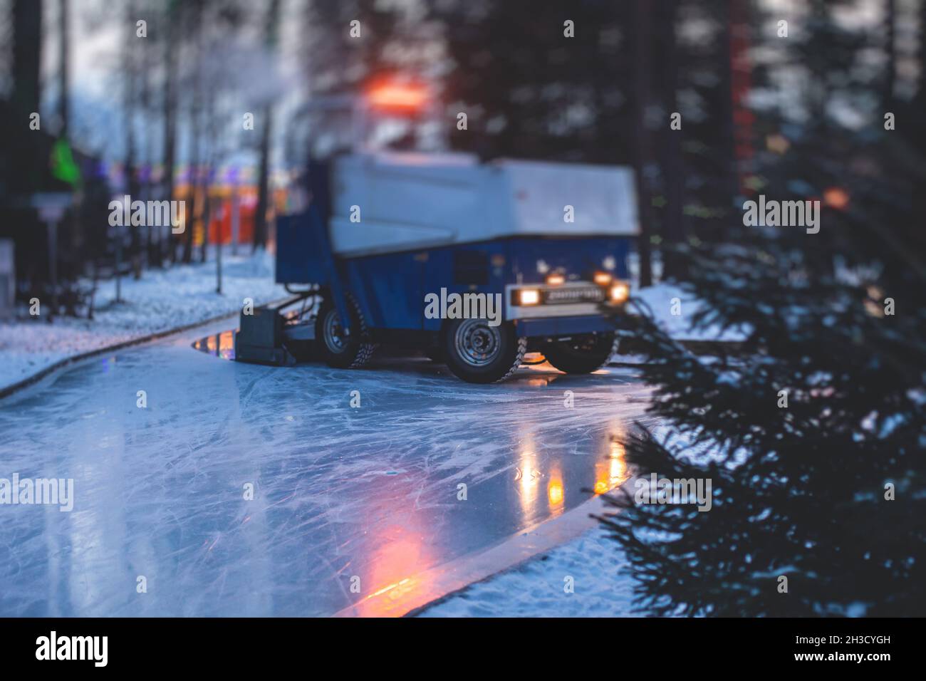 An ice resurfacing machine, ice resurfacer on a ice rink, resurfacing ...