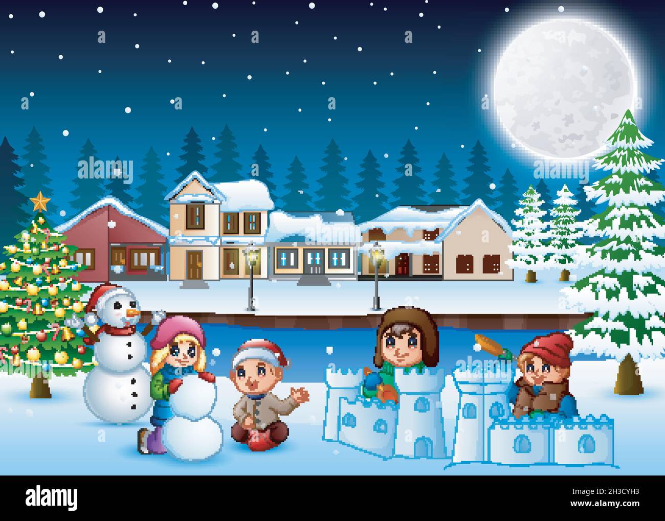 Kids playing in countryside Stock Vector Images - Alamy