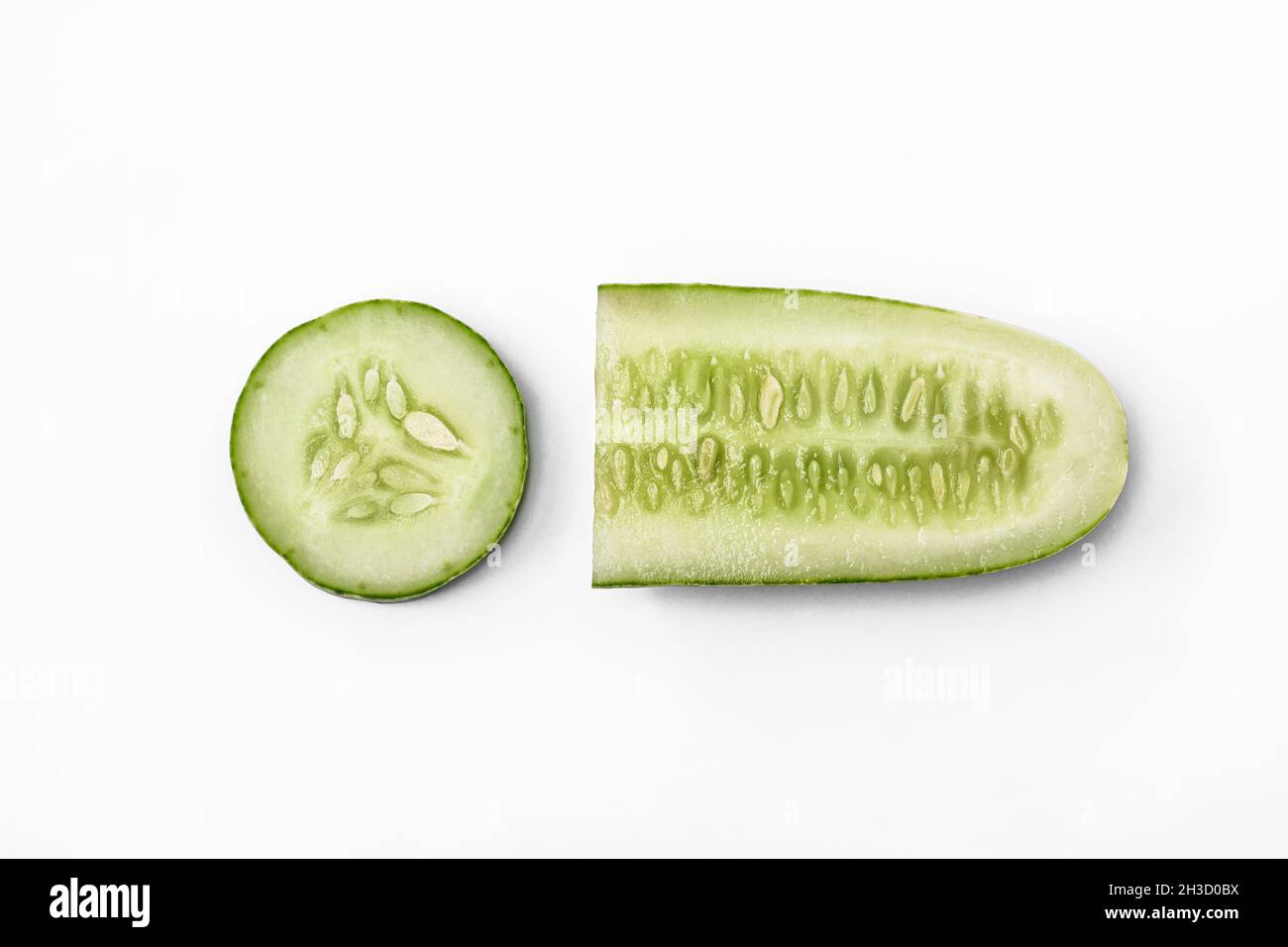 Cucumber for fresh vegetables in sliced form, isolated on white ...