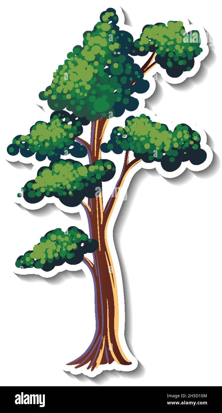 Tree sticker isolated on white background illustration Stock Vector ...