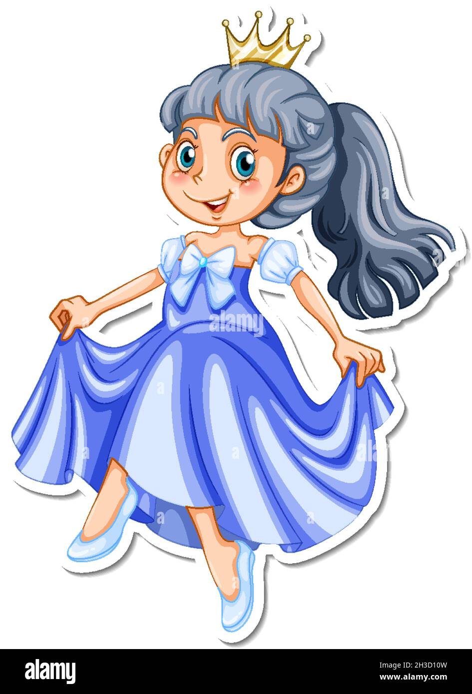 Beautiful princess cartoon character sticker illustration Stock Vector ...
