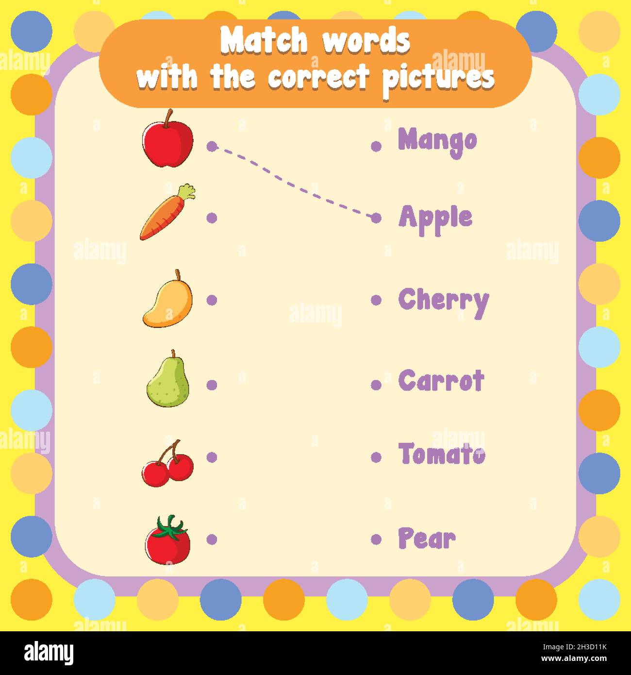 Match the words with the correct pictures illustration Stock Vector ...