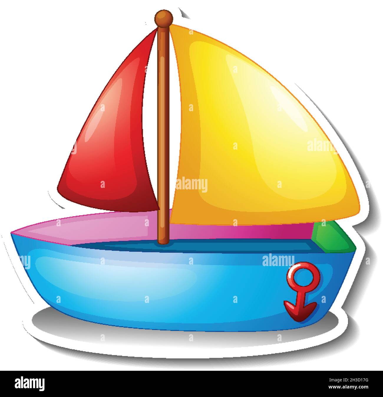Sailboat cartoon sticker on white background illustration Stock Vector ...