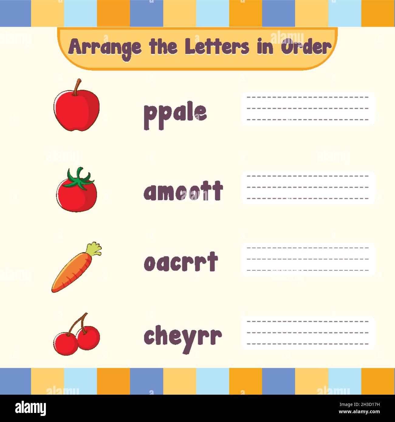 Spelling word game worksheet template illustration Stock Vector Image ...