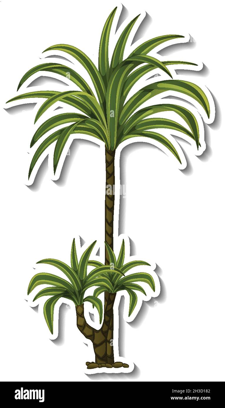 Tropical tree sticker on white background illustration Stock Vector ...