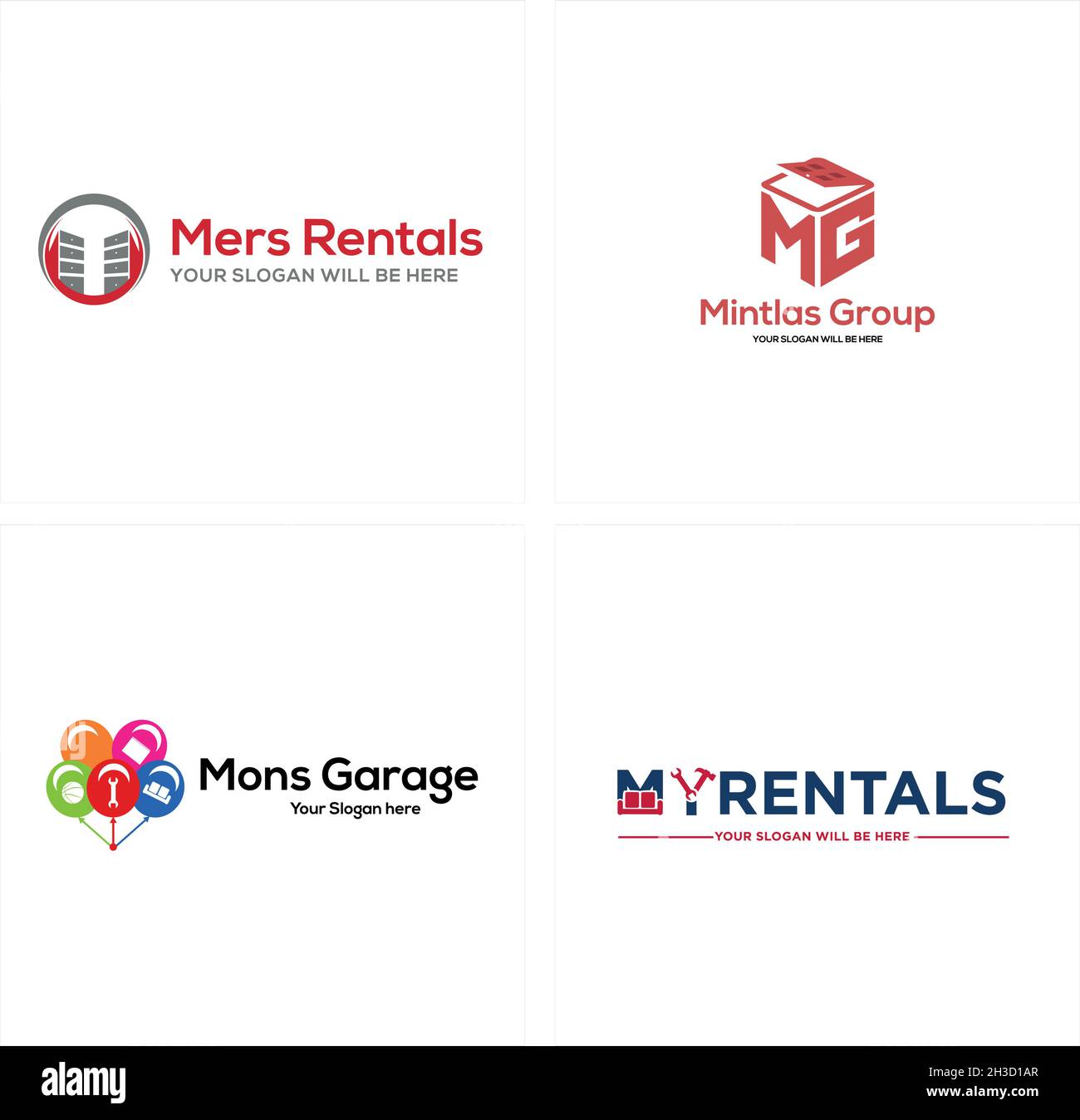 Modern business company rentals service logo design Stock Vector Image ...