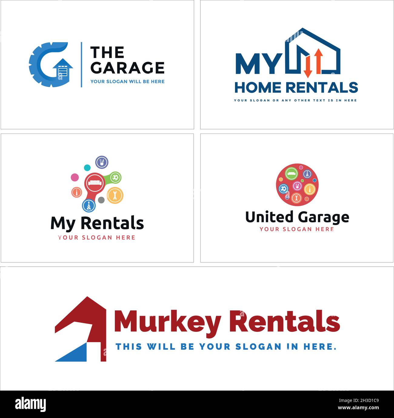 Modern home garage rental initial icon logo design Stock Vector Image ...