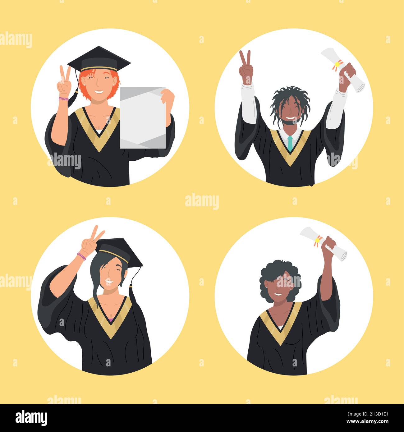 four students graduates characters group Stock Vector Image & Art - Alamy