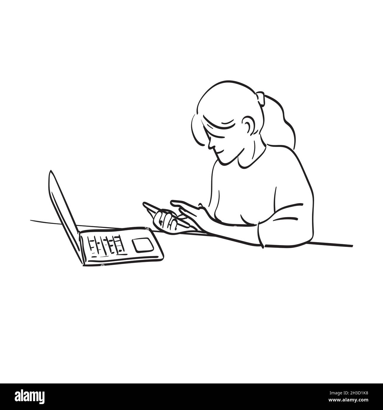 Beautiful businesswoman laptop working Stock Vector Images - Alamy