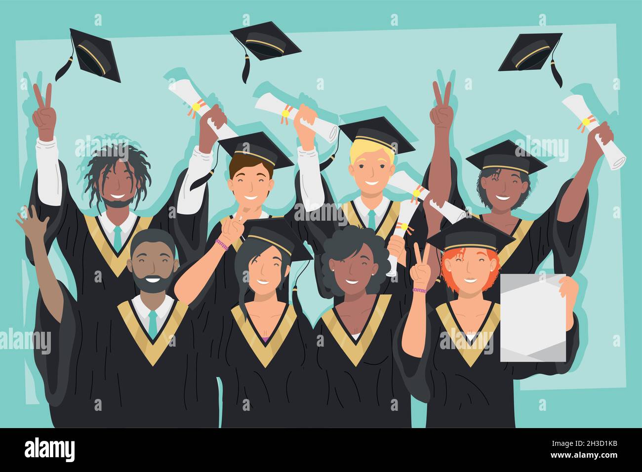 Female university group graduates Stock Vector Images - Alamy