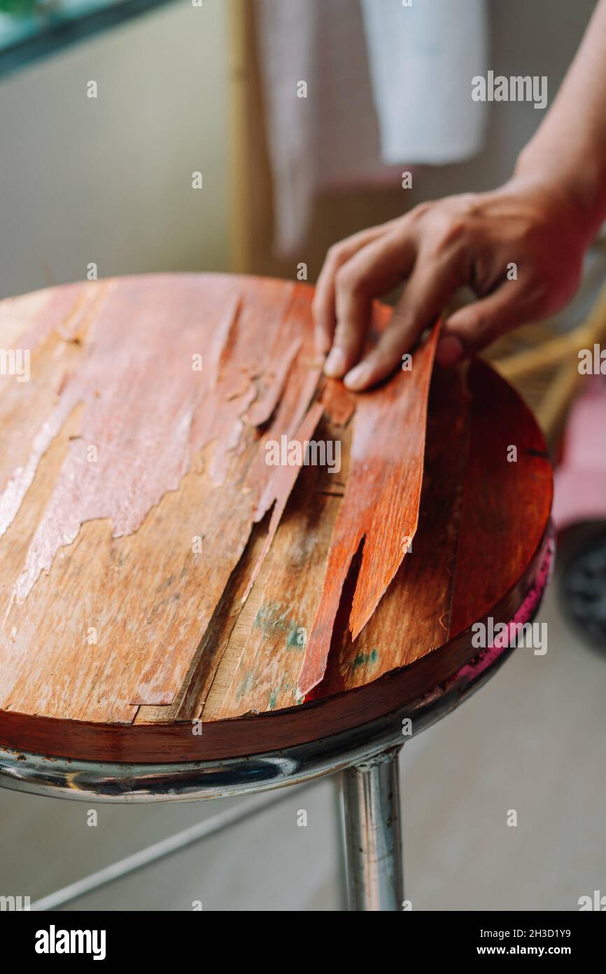 old table laminated discarded spokeshave scapele exotic hardwood board ...