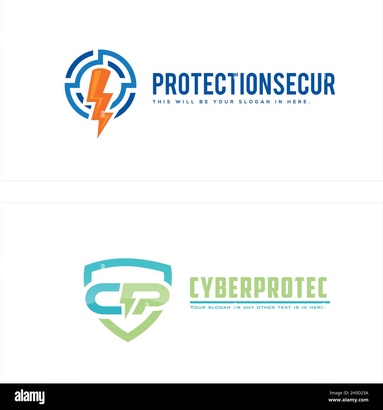 Modern power protection shield lightning logo design Stock Vector Image ...