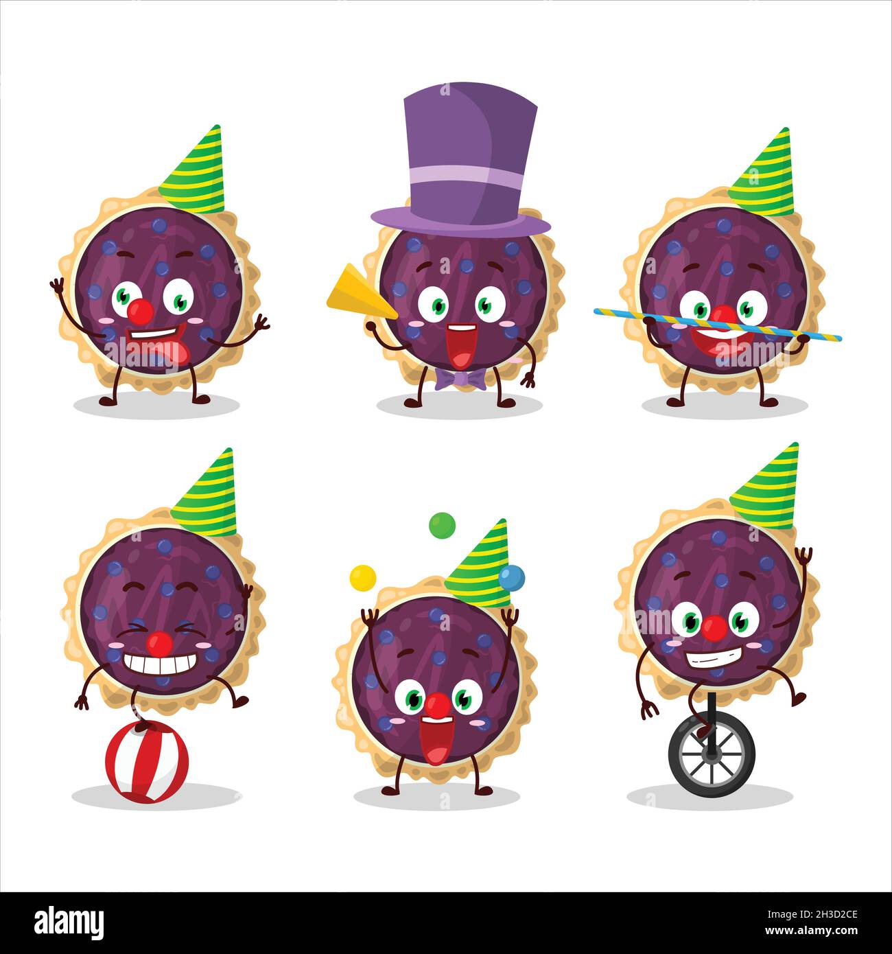 Cartoon character of blueberry pie with various circus shows. Vector ...
