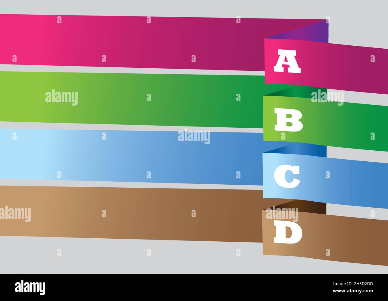 Abstract vector background with four folded colored paper stripes with ...