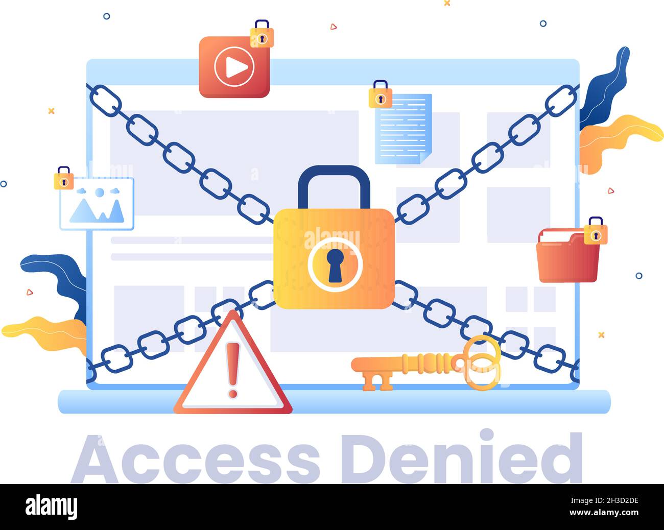 Login Access Denied Vector Illustration System Refuses Password Error And Entry To Computer