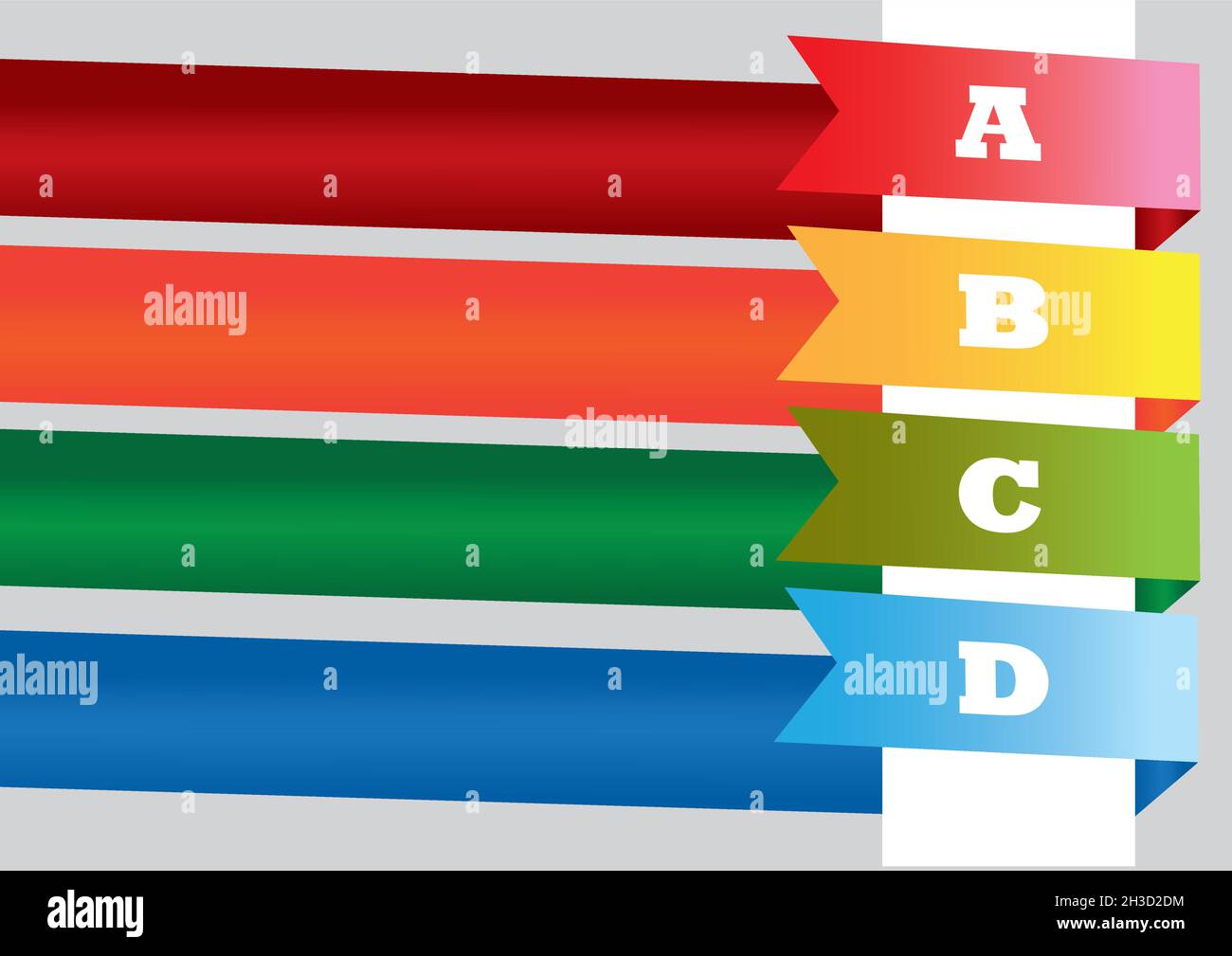 Page layout design with four wrapped around banner ribbons in vibrant ...