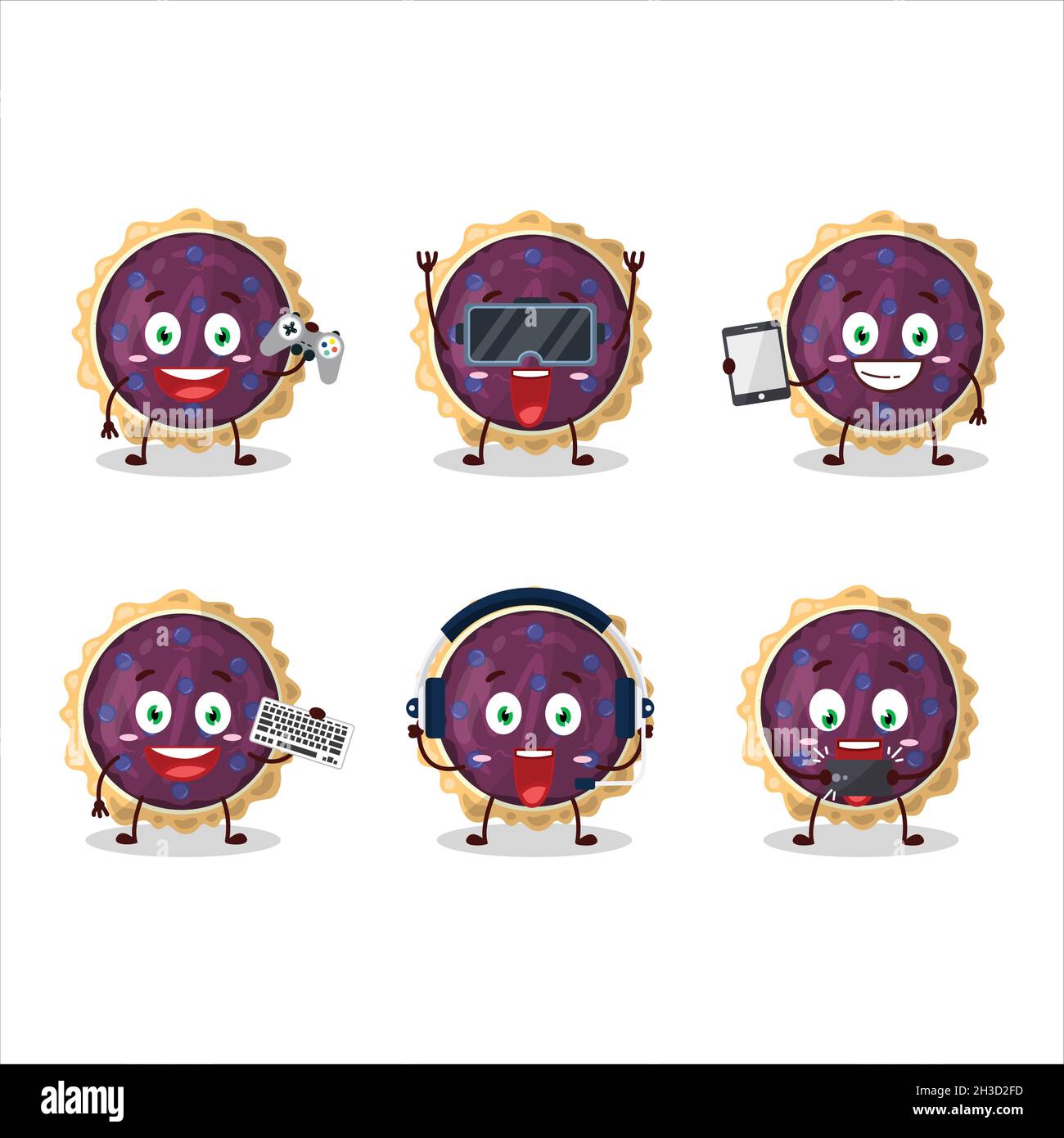 Blueberry pie cartoon character are playing games with various cute ...