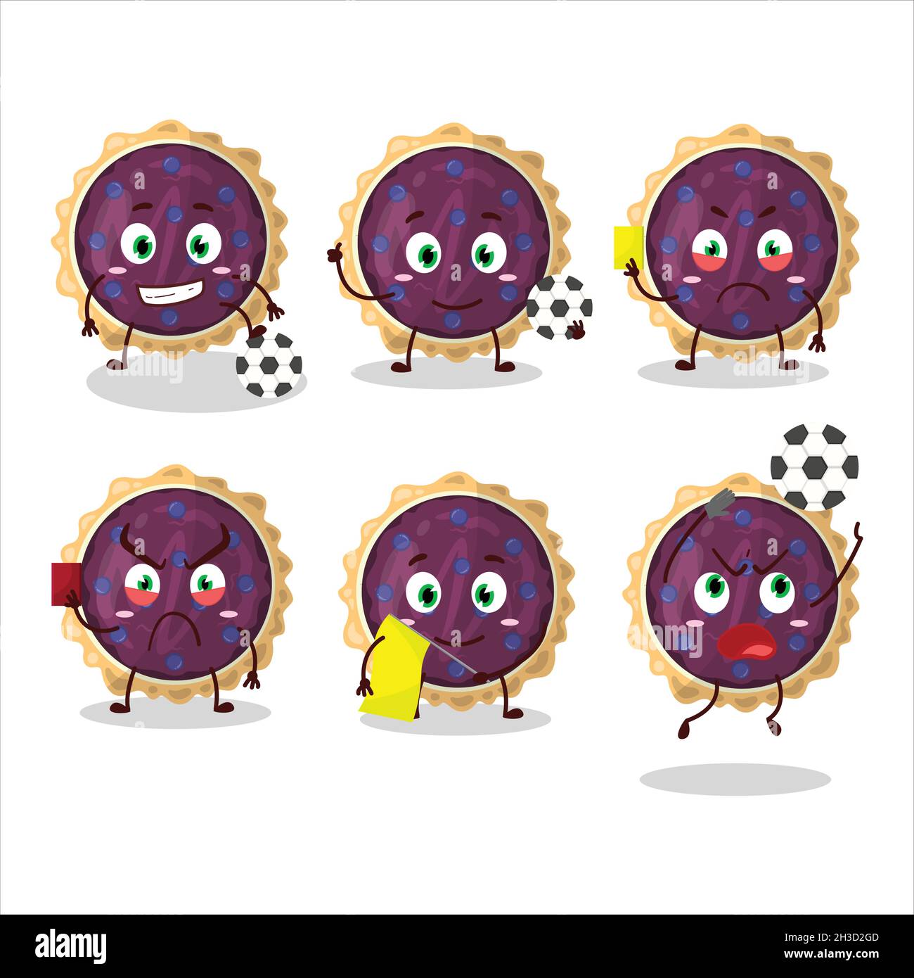 Blueberry pie cartoon character working as a Football referee. Vector ...