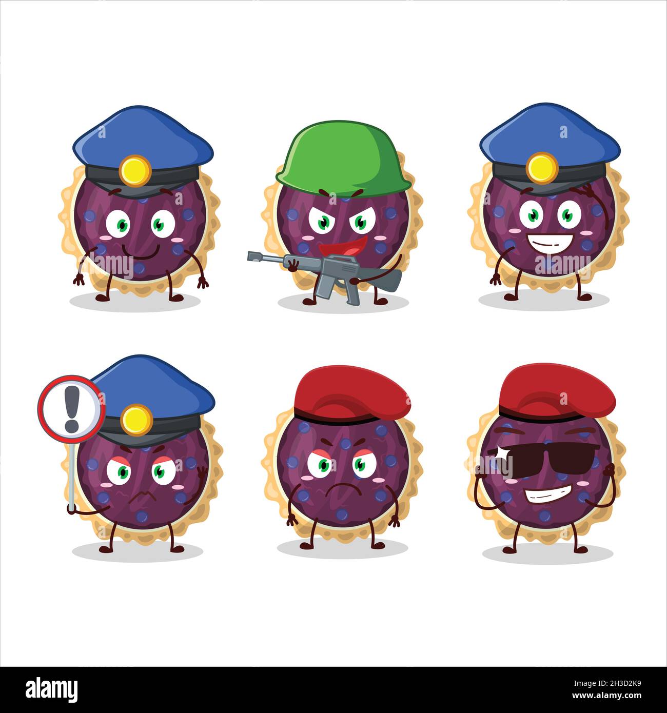 A dedicated Police officer of blueberry pie mascot design style. Vector ...