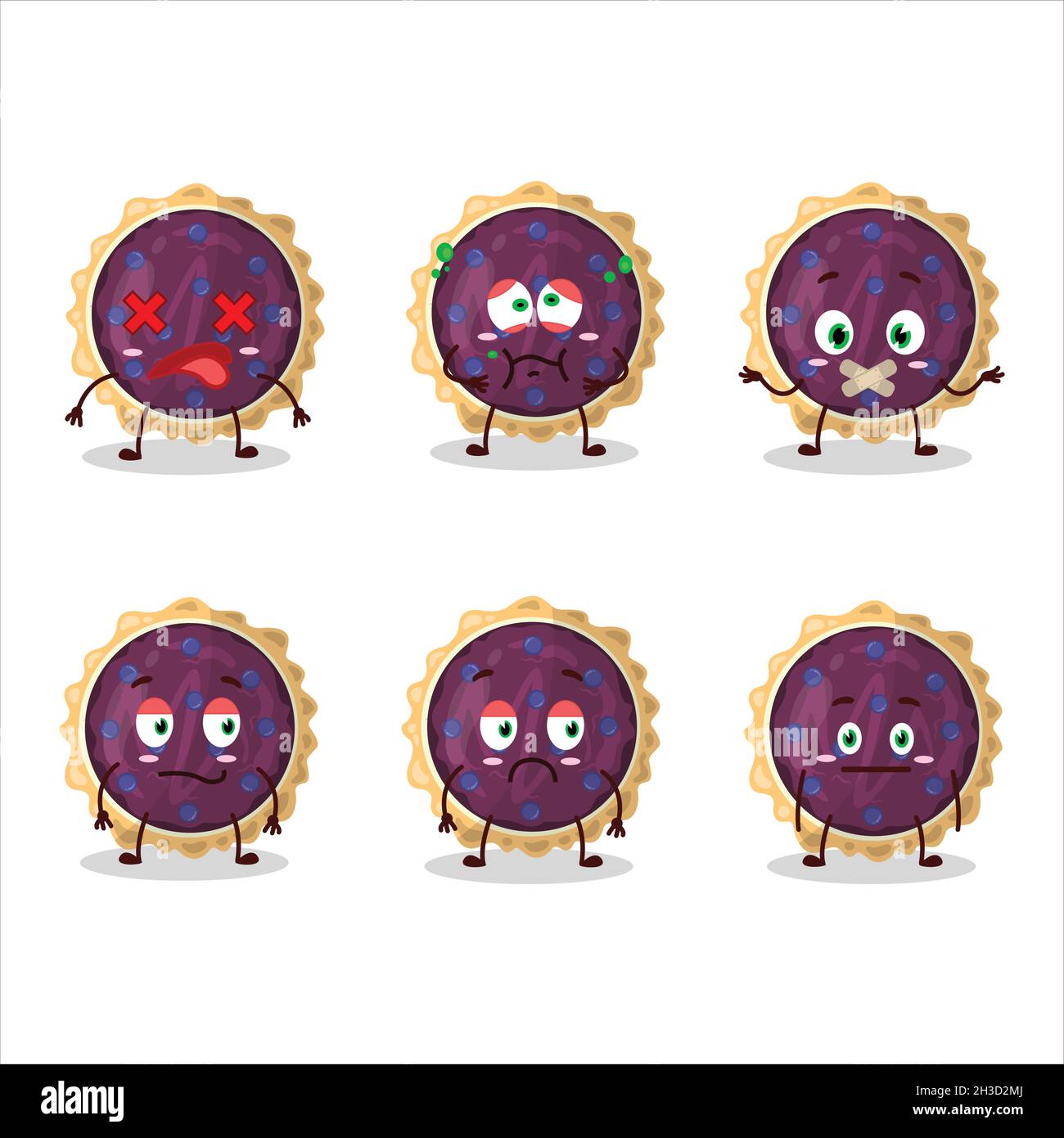 Blueberry pie cartoon character with nope expression. Vector ...