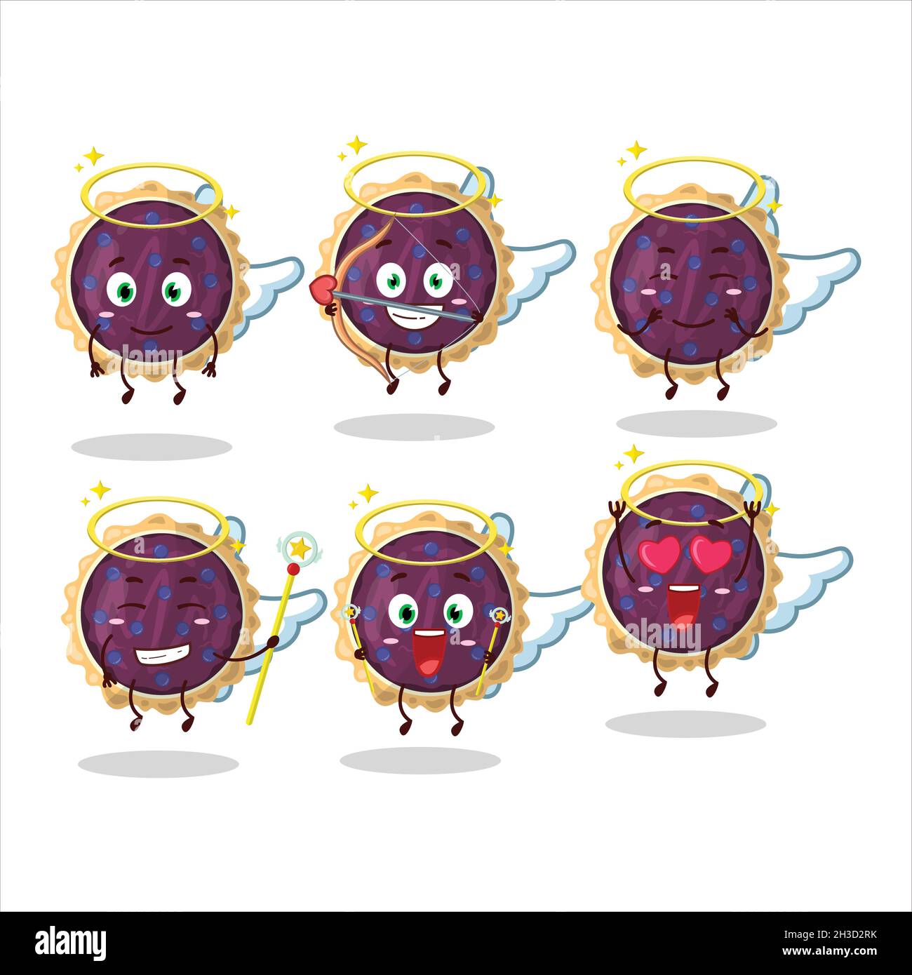 Blueberry pie cartoon designs as a cute angel character. Vector ...