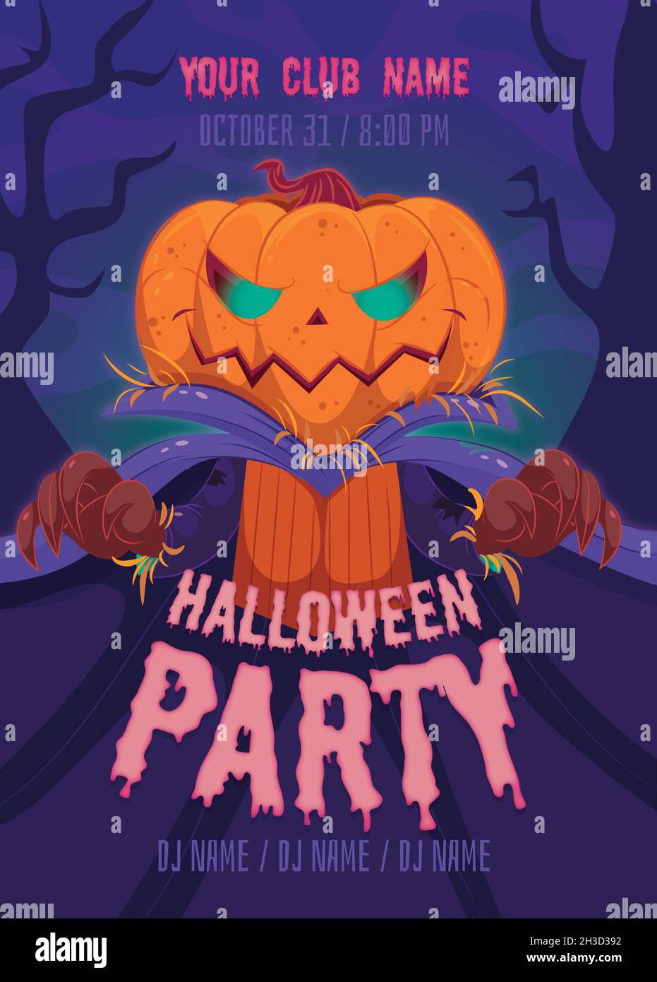 halloween party poster design vector illustration Stock Vector Image ...