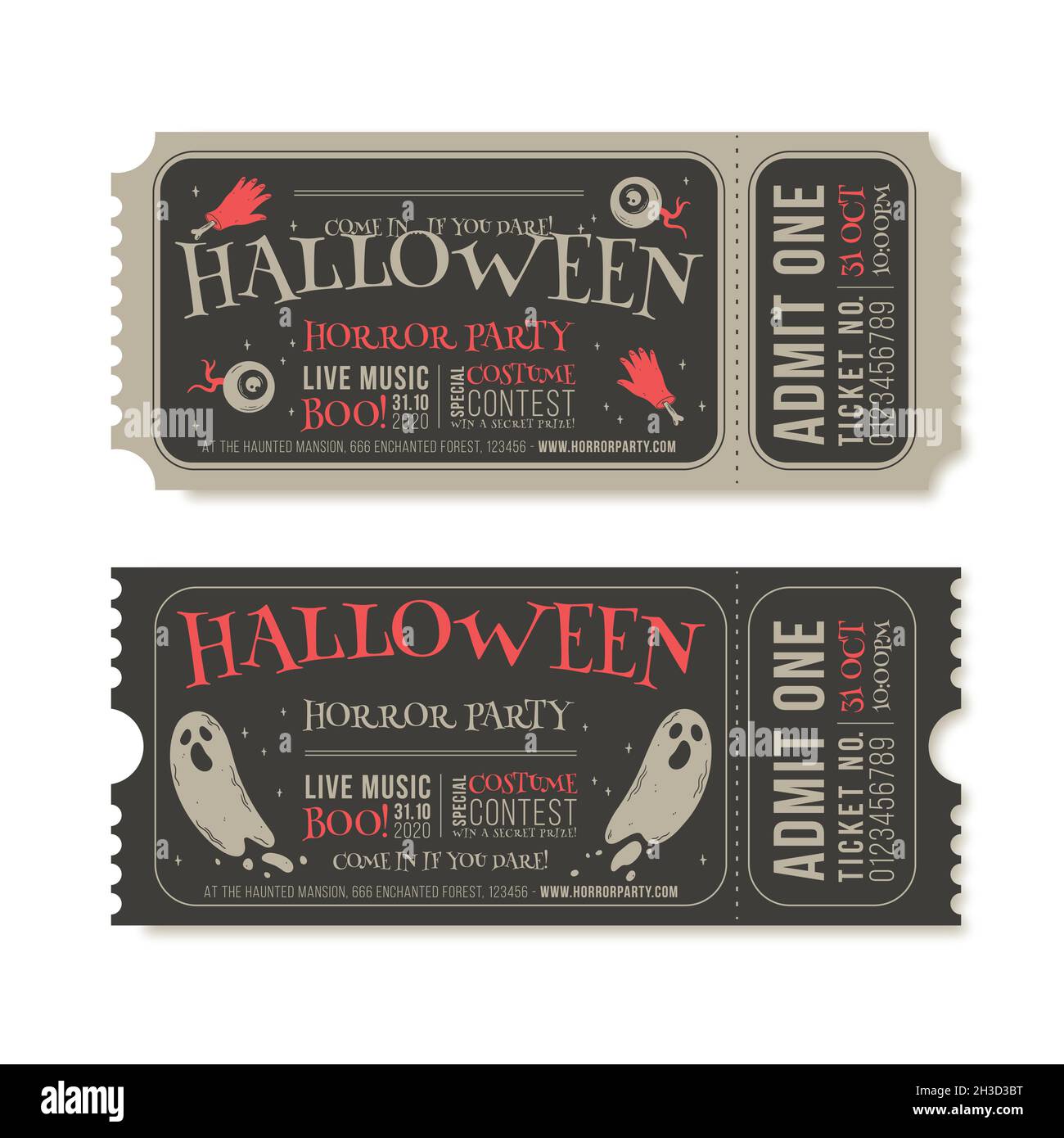 vintage halloween tickets design vector illustration Stock Vector Image ...