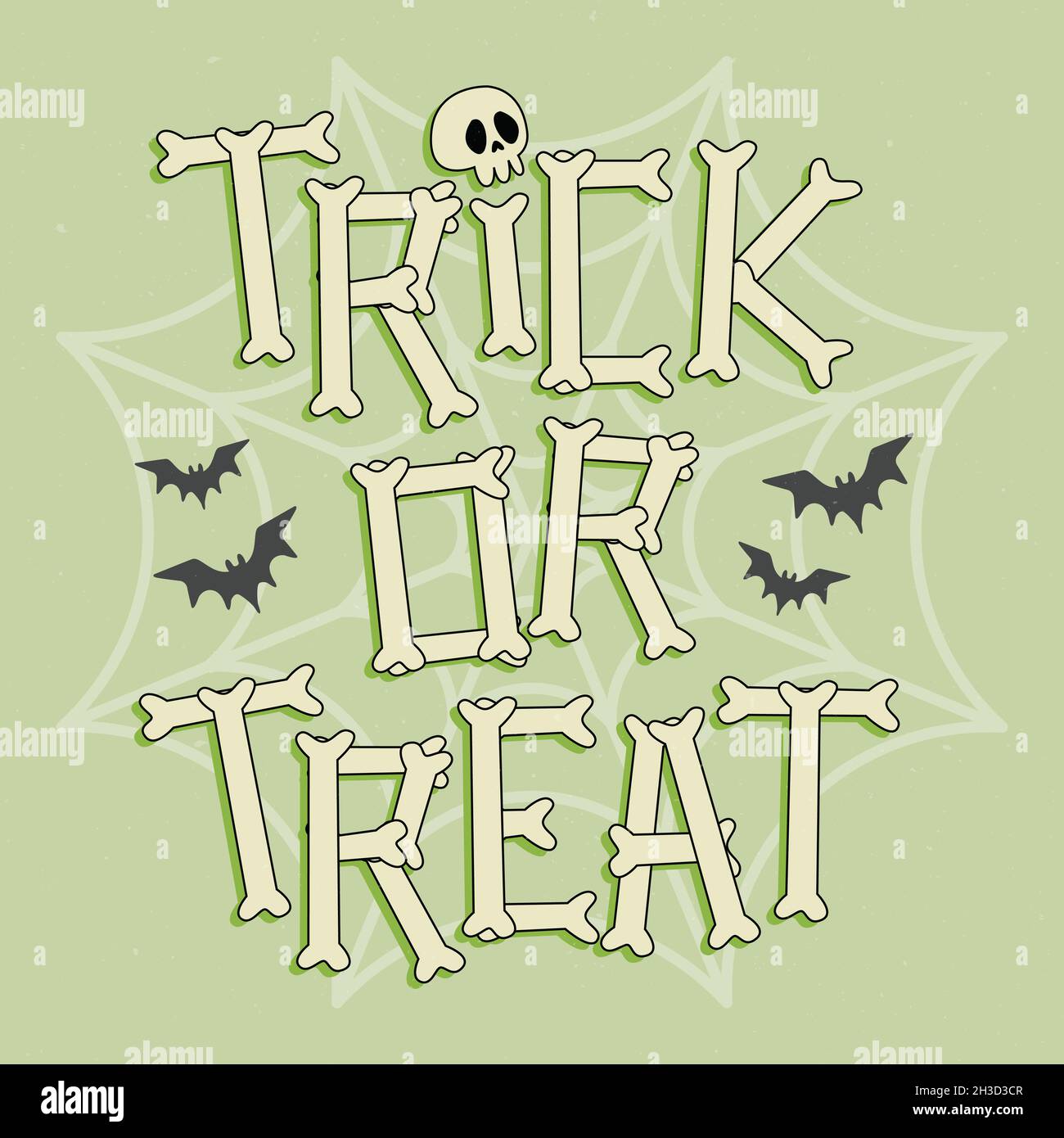 trick treat lettering with bones design vector illustration Stock ...