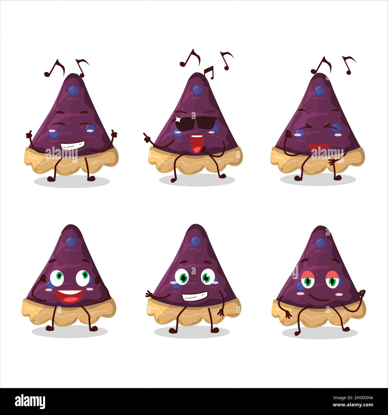 An image of slice of blueberry pie dancer cartoon character enjoying ...