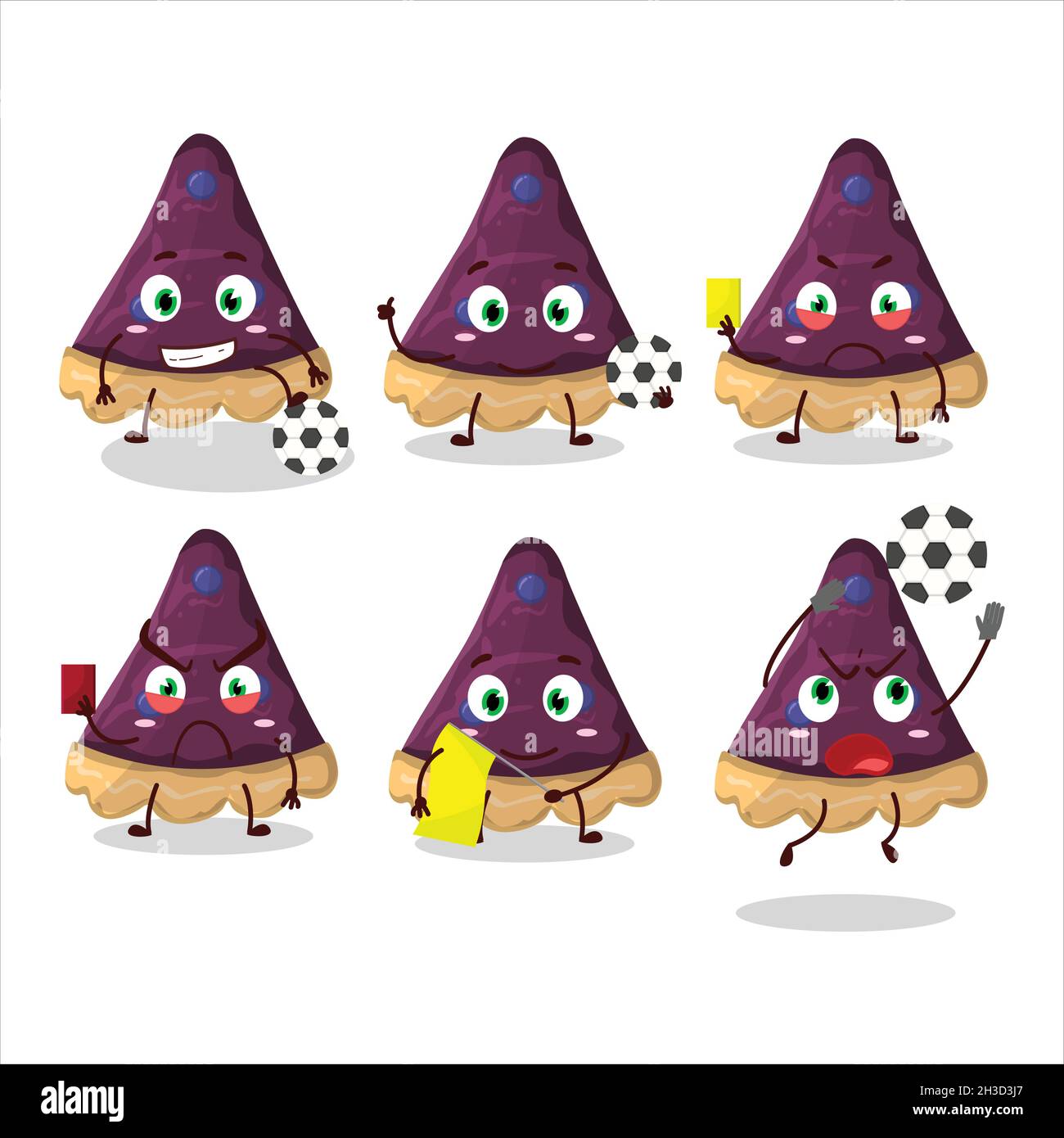 Slice of blueberry pie cartoon character working as a Football referee ...