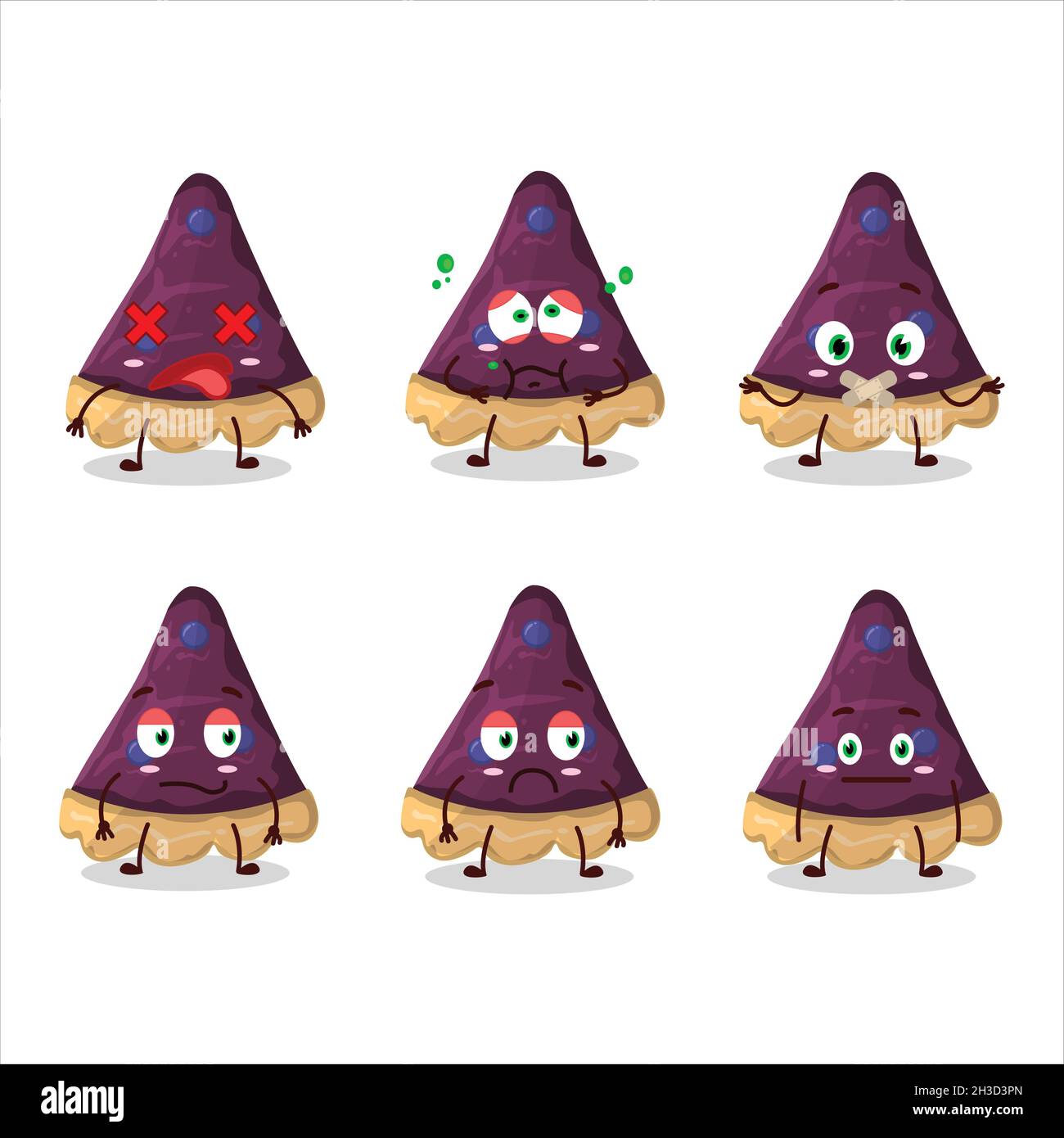 Slice of blueberry pie cartoon character with nope expression. Vector ...