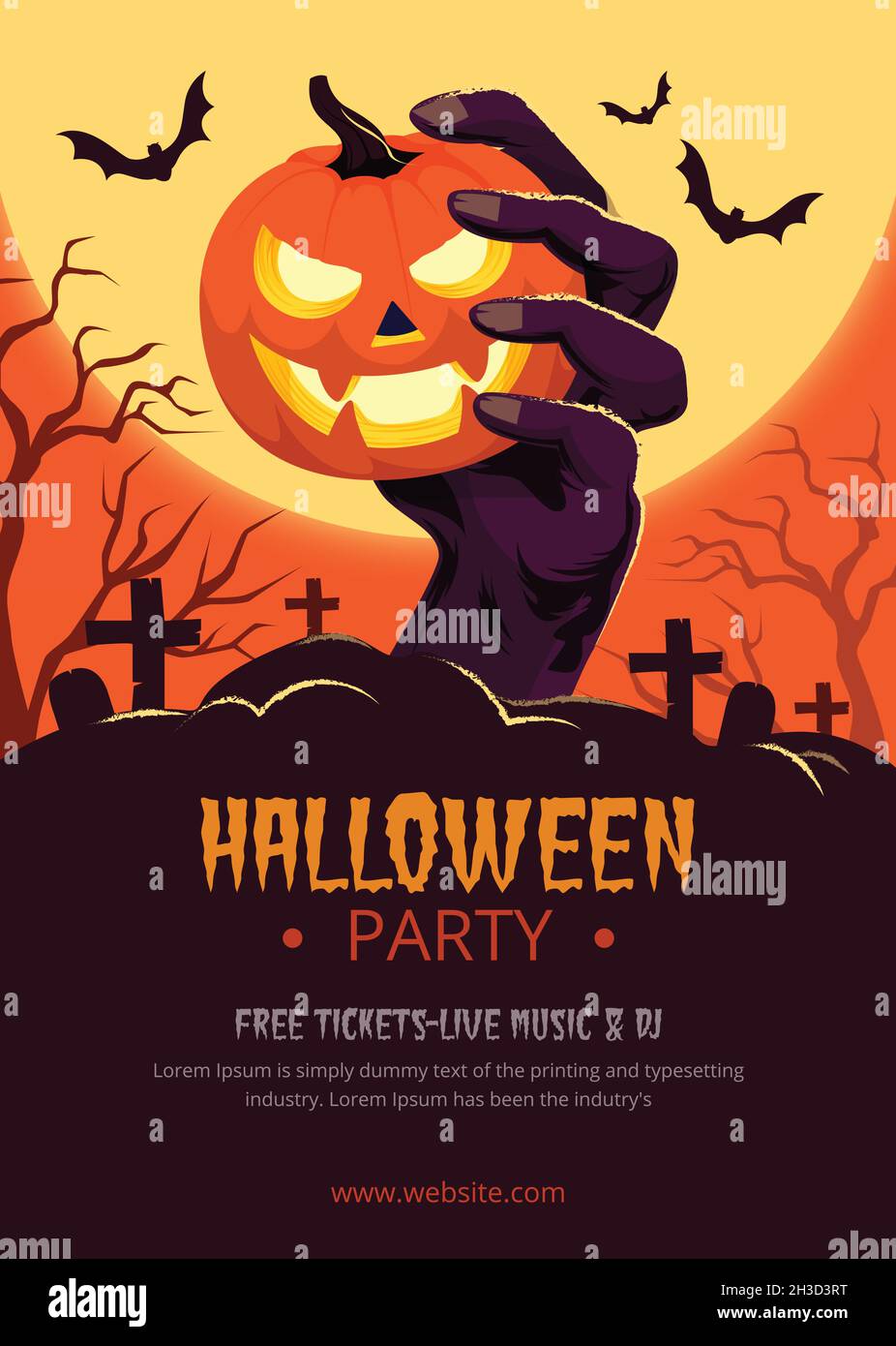 flat halloween party poster design vector illustration Stock Vector ...