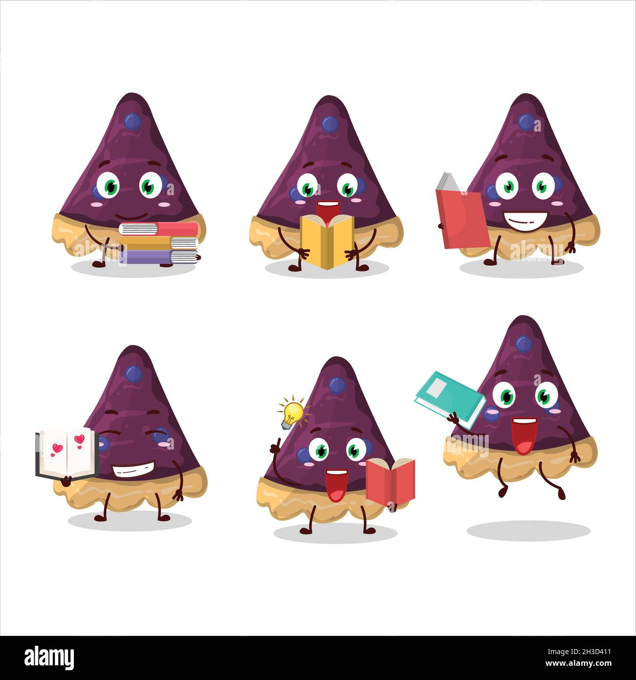 A picture of slice of blueberry pie cartoon character concept reading ...
