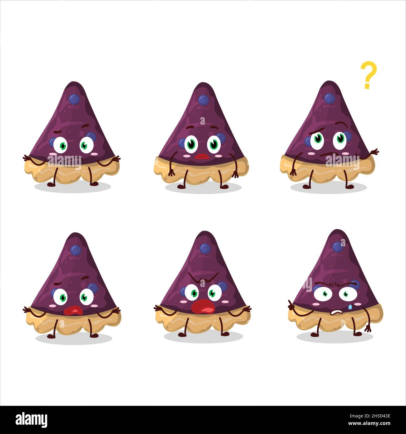 Cartoon character of slice of blueberry pie with what expression ...