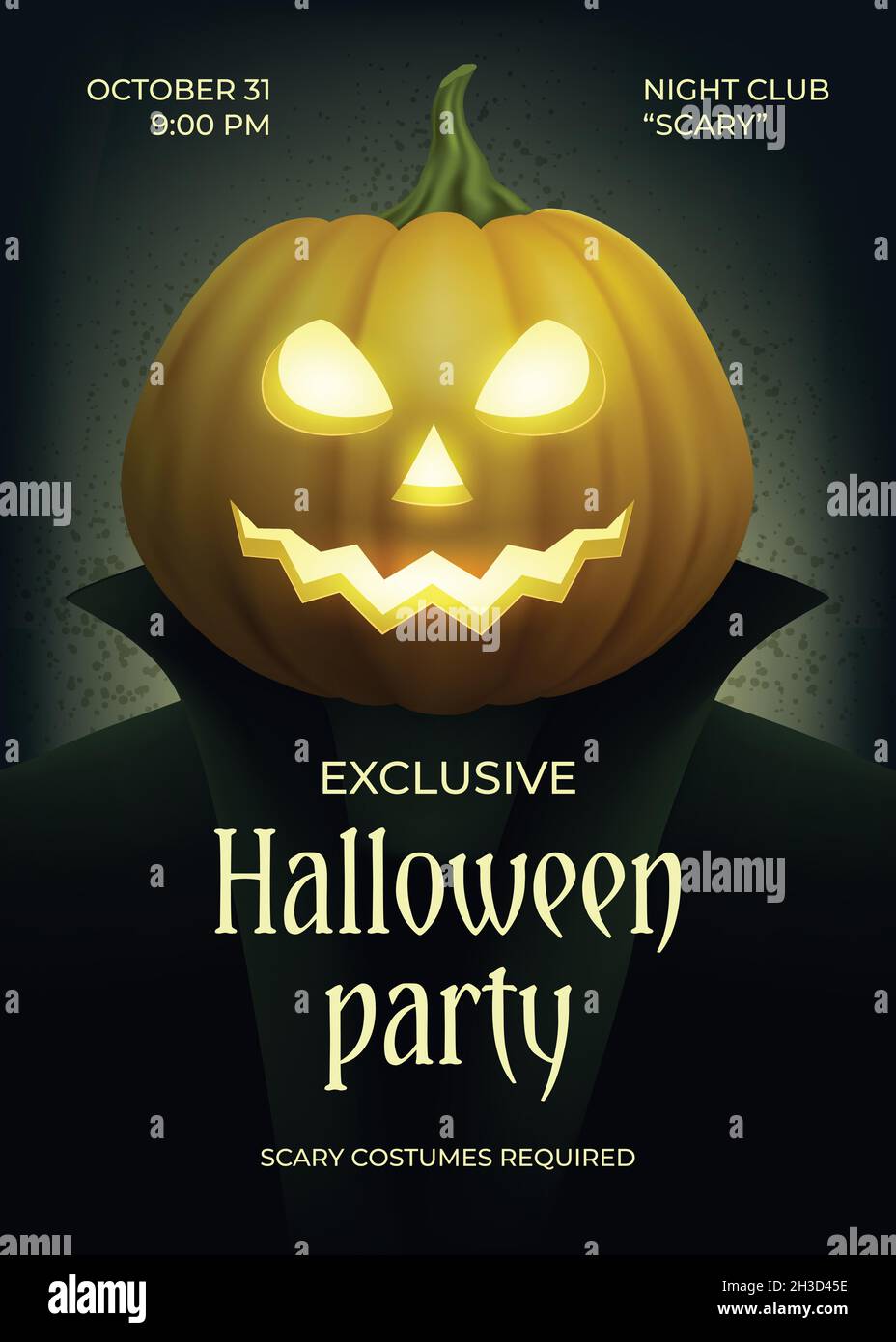 realistic halloween party poster design vector illustration Stock ...