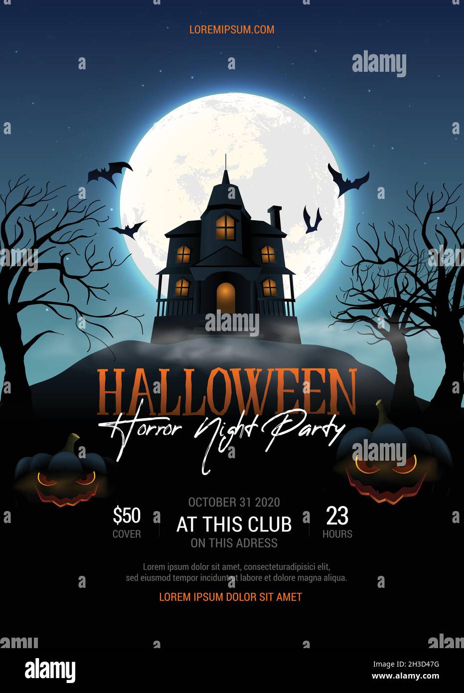 realistic halloween party poster design vector illustration Stock ...