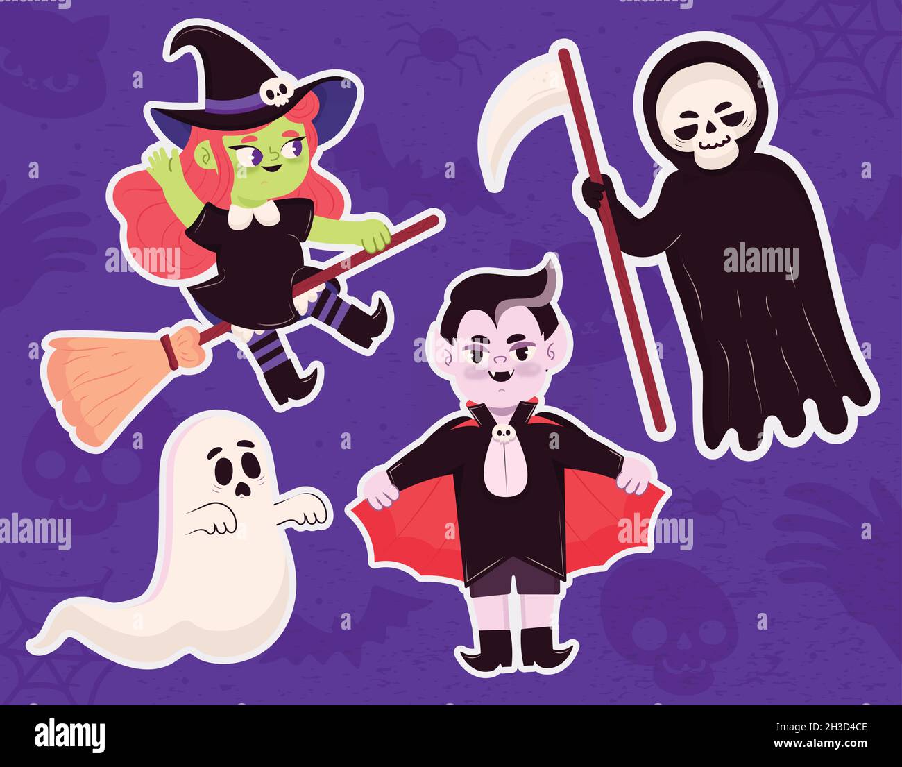 hand drawn halloween character collection design vector illustration ...