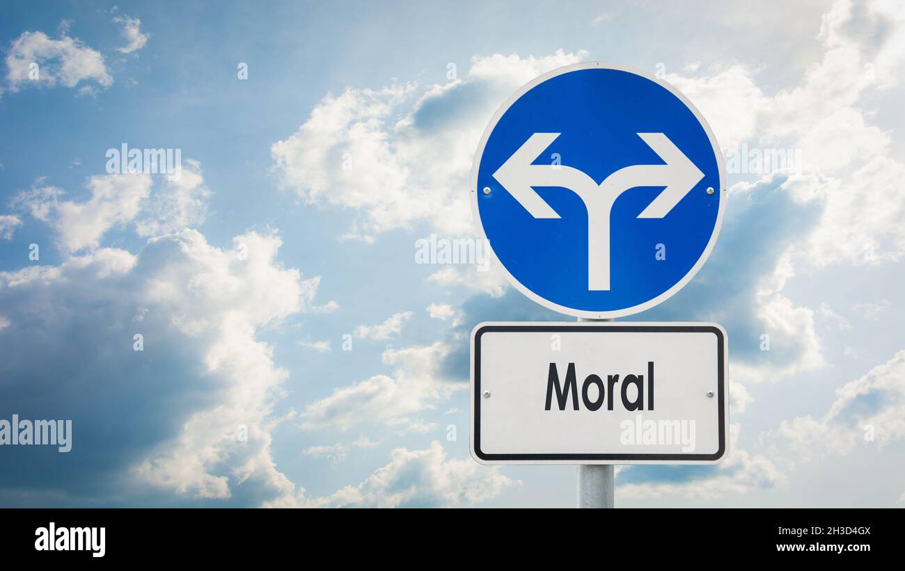 Street Sign the Direction Way to Moral Stock Photo - Alamy