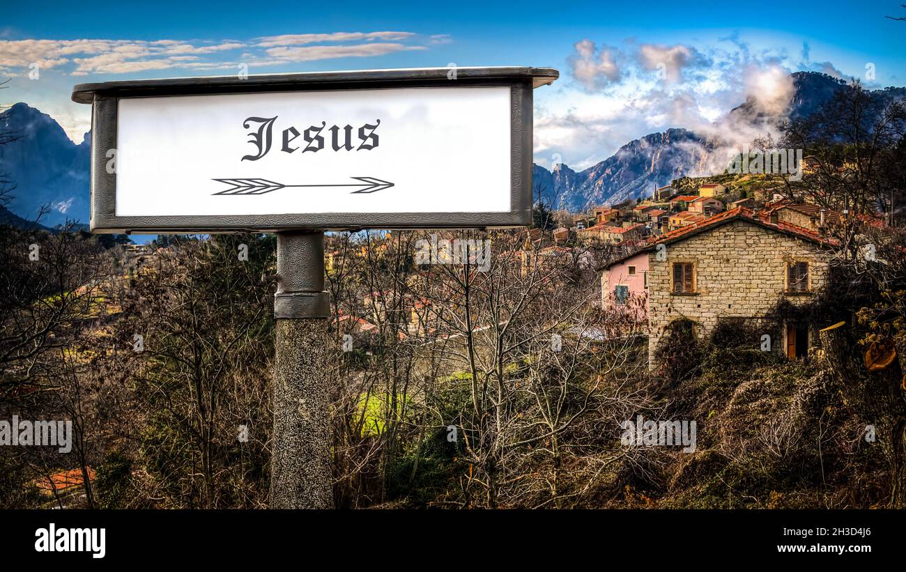 Street Sign the Direction Way to Jesus Stock Photo - Alamy