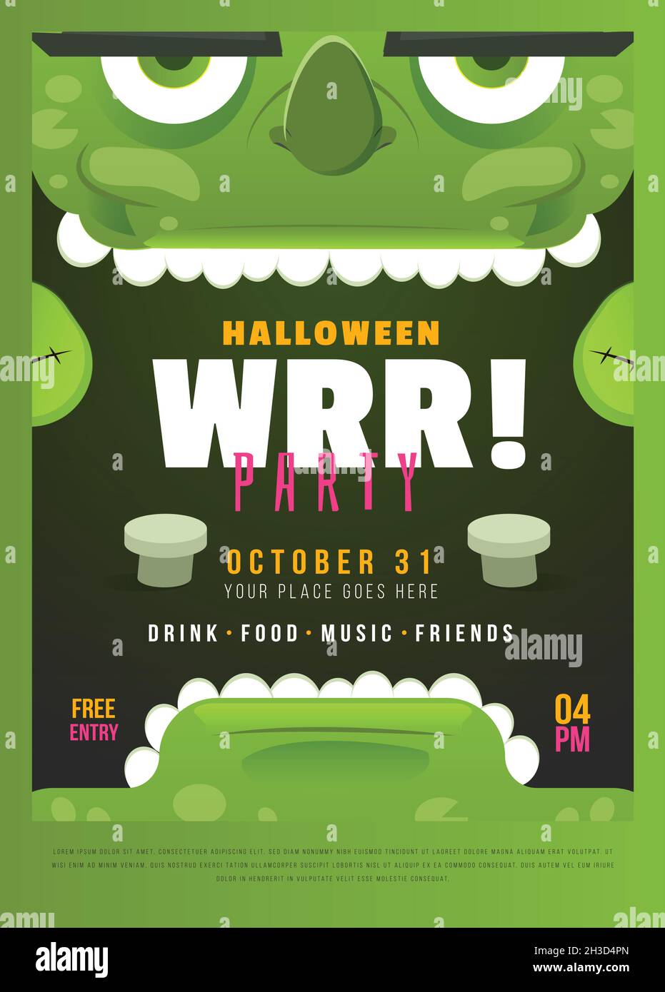 halloween party poster flat design vector illustration Stock Vector ...