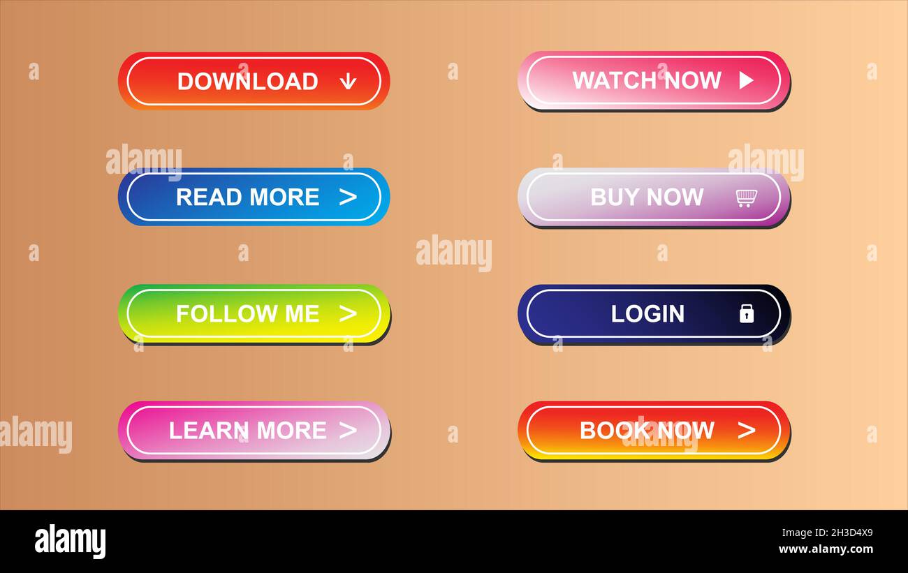 Set of modern material style buttons for website, mobile app and ...