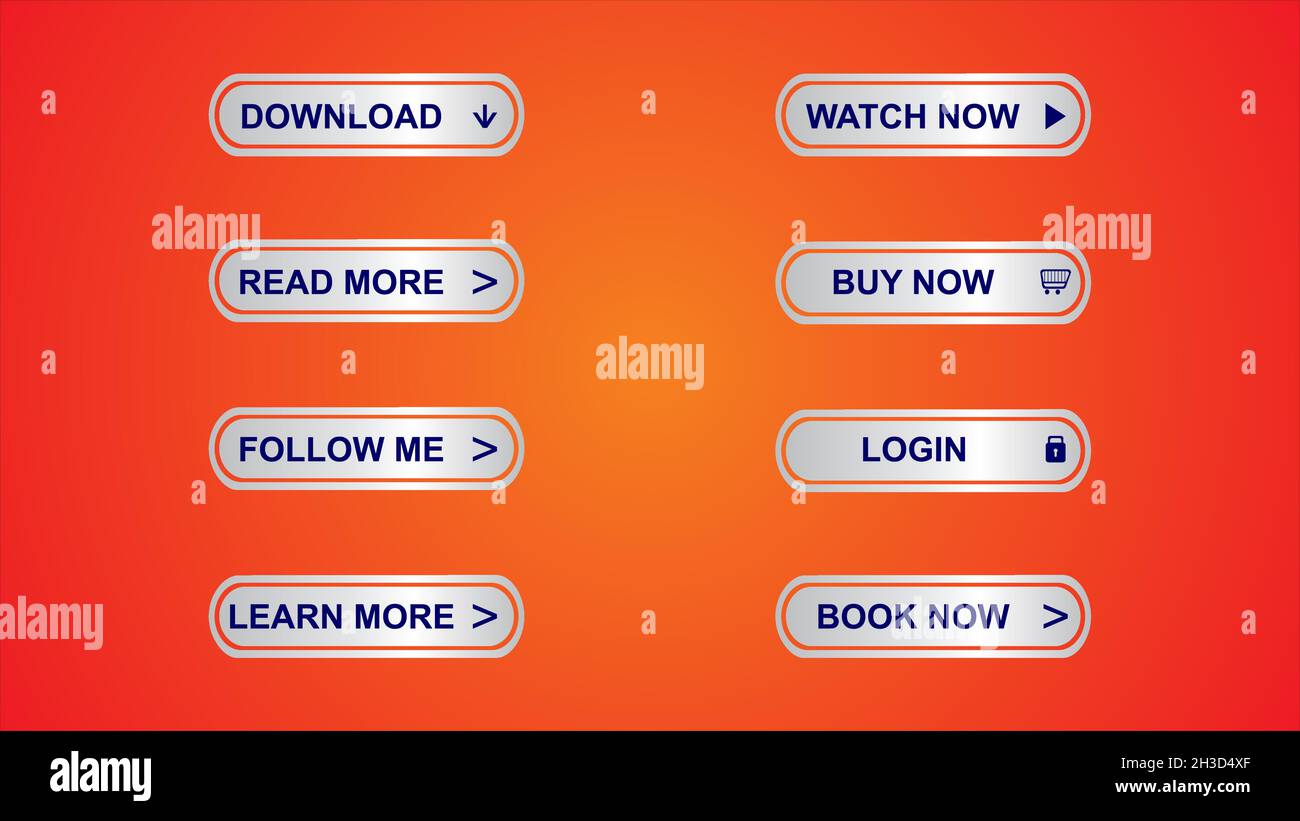 Set of modern material style buttons for website, mobile app and ...