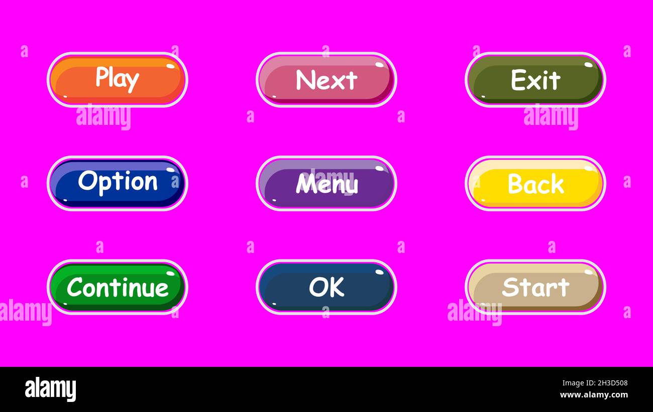 Game ui set of Buttons. GUI to build 2D games. Vector Stock Vector Image & Art - Alamy