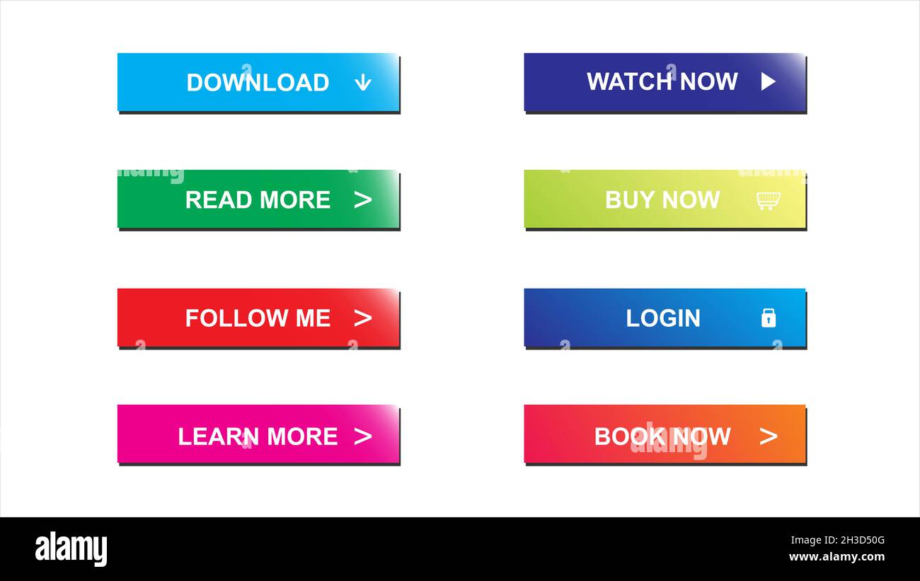 Set of modern material style buttons for website, mobile app and ...