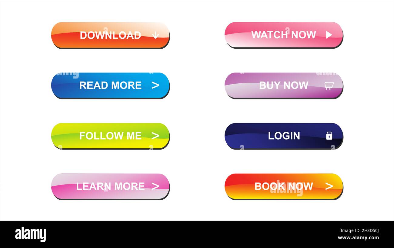 Set of modern material style buttons for website, mobile app and ...
