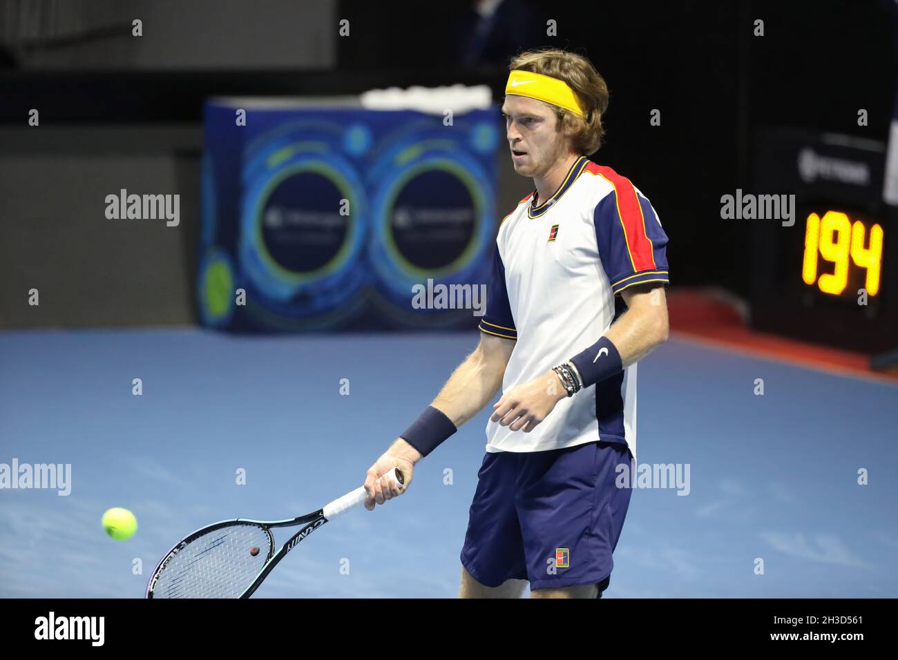 St. Petersburg, Russia. 27th Oct, 2021. Andrey Rublev of Russia seen in ...