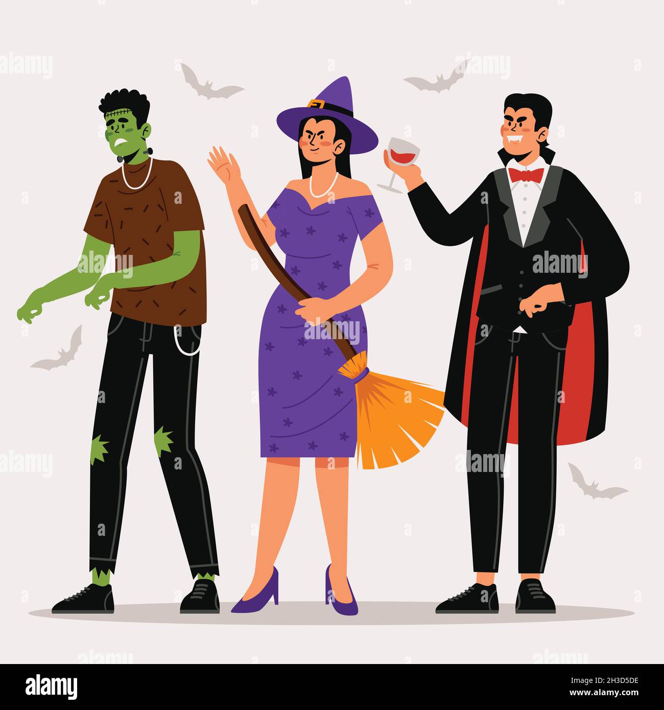flat halloween character collection design vector illustration Stock ...