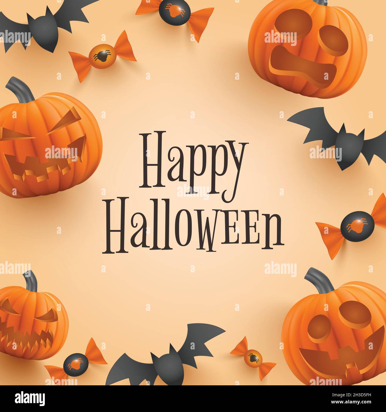 realistic halloween frame design vector illustration Stock Vector Image ...
