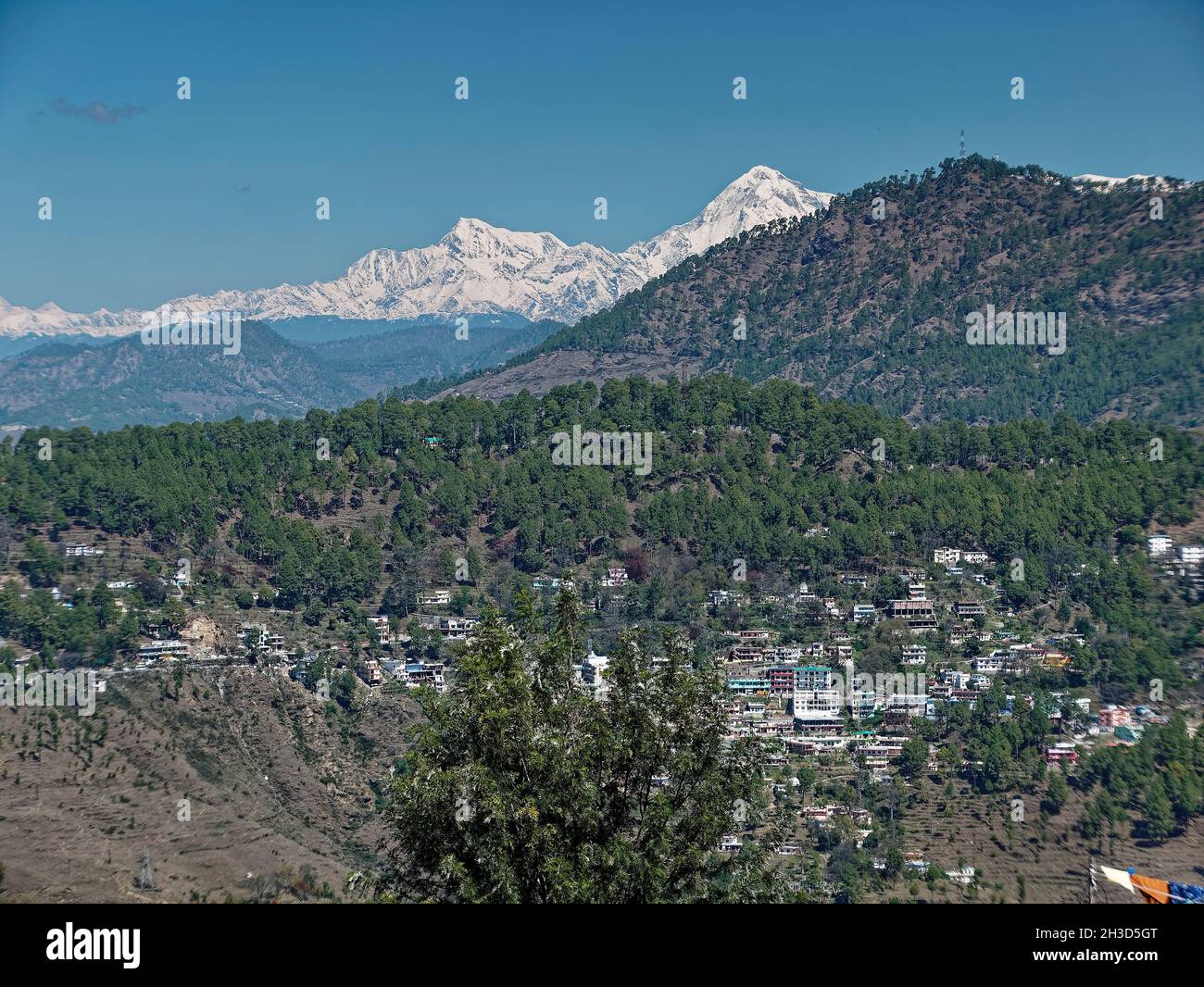 Himalayan mountain ranges and Almora city Stock Photo - Alamy