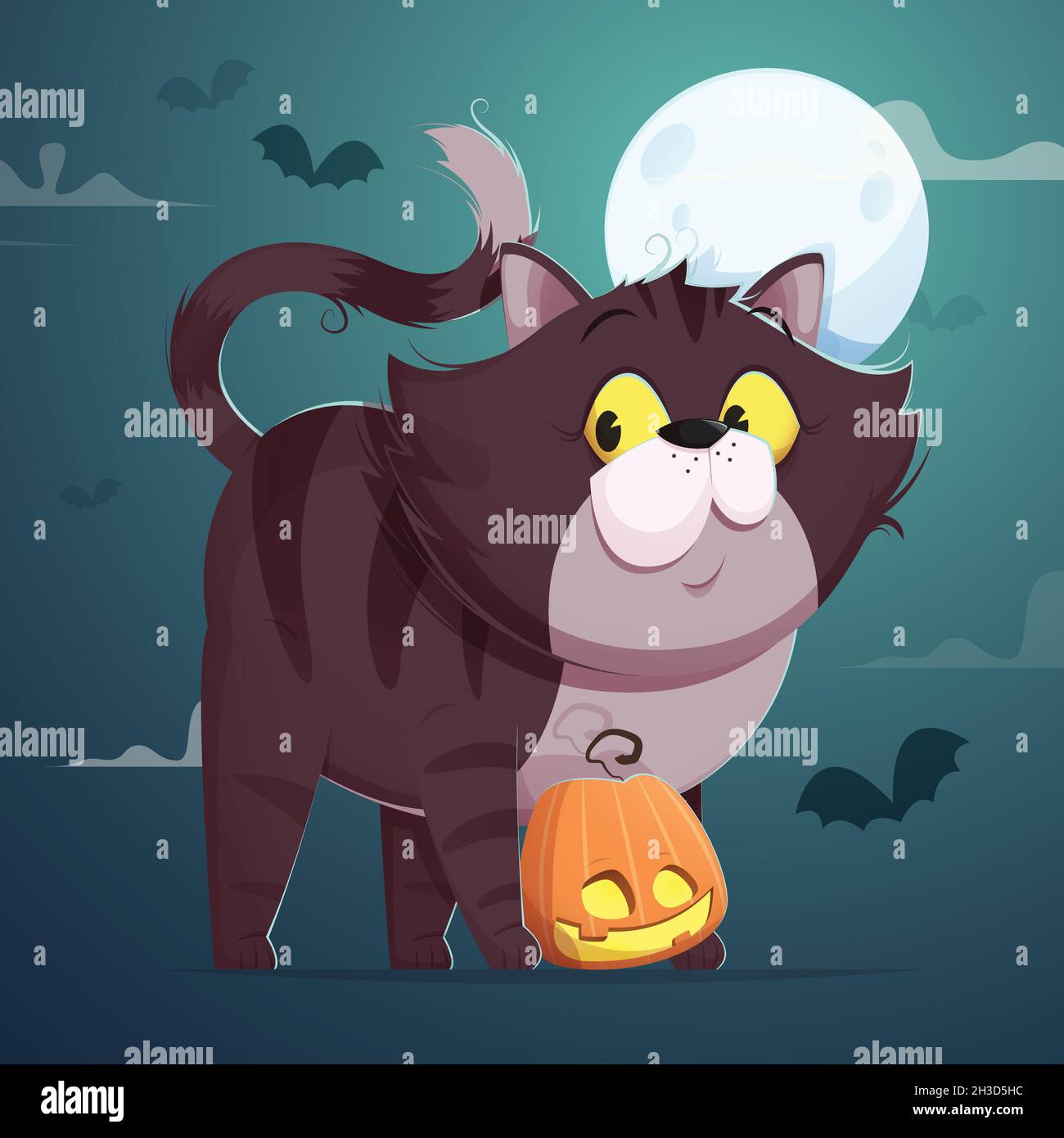 halloween cat flat design vector illustration Stock Vector Image & Art ...